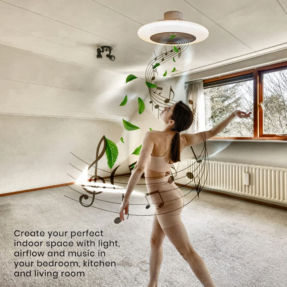 22 34 Low Profile Bladeless Ceiling Fan Light Bluetooth Speaker Indoor Flush Mount Rgb Dyson Pensber